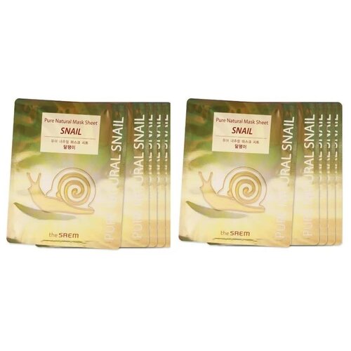 Маска тканевая с муцином улитки The Saem Pure Natural Mask Sheet Snail 10шт