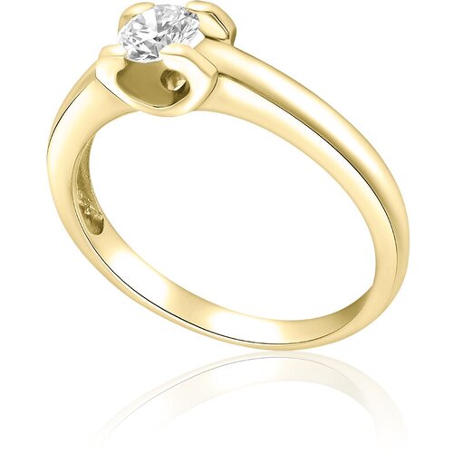 Кольцо помолвочное 1RBC, желтое золото, 585 проба, бриллиант, размер 16.25