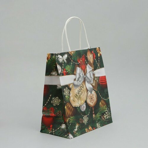 Доступные Радости Пакет крафтовый «Новогодний подарок», 22 × 25 × 12 см