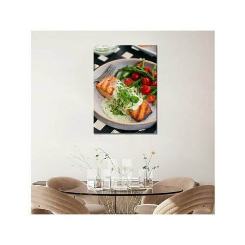 Картина на холсте с подрамником Красная рыба под соусом 40х60