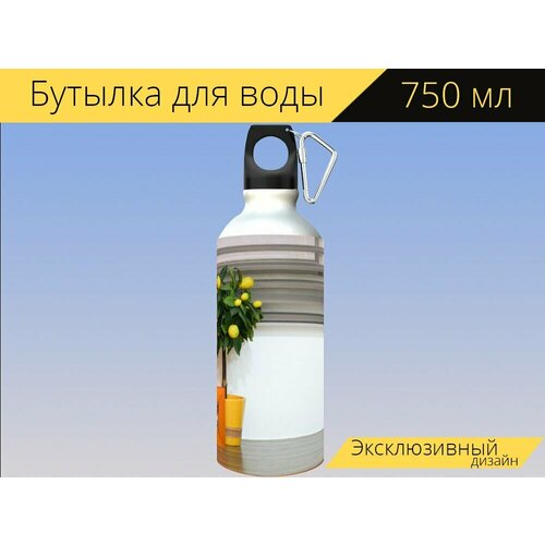 Бутылка фляга для воды "Стол, украшение, просто" 750 мл. с карабином и принтом