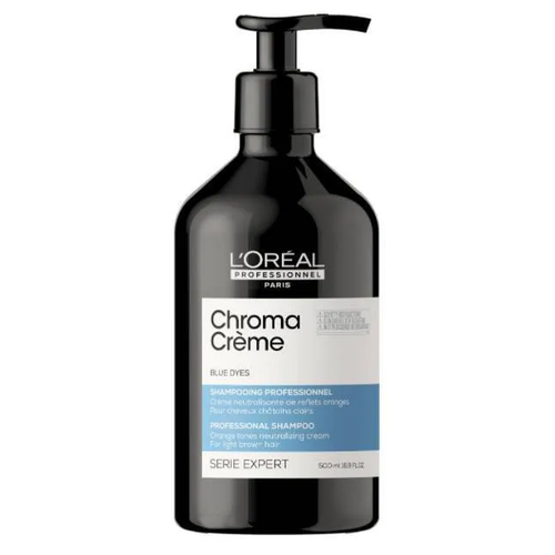 Loreal Chroma Creme Shampoo - Шампунь с синим пигментом, для нейтрализации оранжевого оттенка русых и светло-коричневых волос, 500 мл