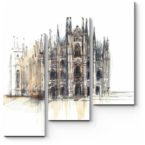 Модульная картина Миланский собор в акварели 80x85