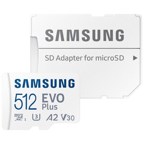 Карта памяти 512Gb - Samsung Micro Secure Digital XC Evo Plus Class 10 MB-MC512KA/RU с переходником под SD (Оригинальная!)