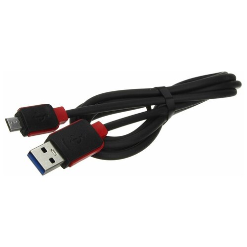 Шнур USB A-microUSB B 5PIN 1.0м черный с красным