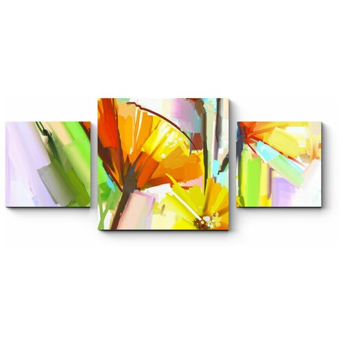 Модульная картина Цветочная импровизация в стиле импрессионизм 130x56