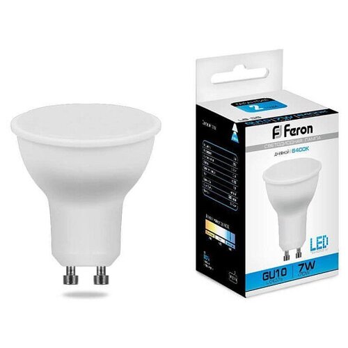 Лампа светодиодная LED 7вт 230в GU10 дневная | код 25291 | FERON (5шт. в упак.)