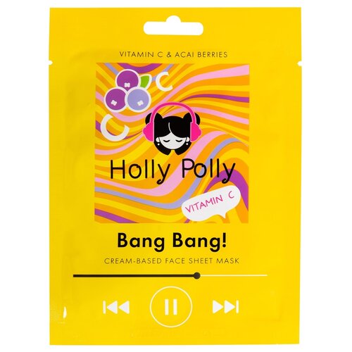 Holly Polly Тканевая маска Витаминная с витамином С и ягодами асаи Bang Bang!, 22 г