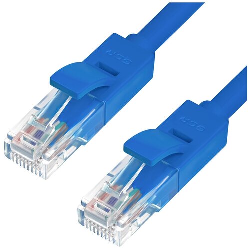 Кабель LAN для подключения интернета GCR cat5e RJ45 UTP 3м патч-корд patch cord шнур провод для роутер smart TV ПК синий литой