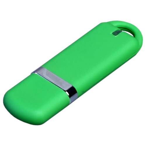 Классическая флешка soft-touch с закругленными краями (32 Гб / GB USB 3.0 Зеленый/Green 005 Flash drive Memo PL380)