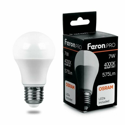 Лампа светодиодная Feron E27 7W 4000K Матовая LB-1007 10 штук В комплекте