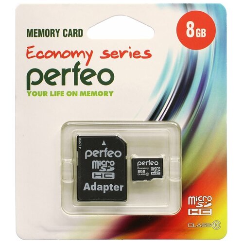 Карта памяти 8GB MicroSD Perfeo с адаптером
