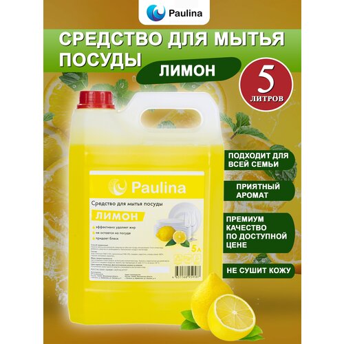 Средство для мытья посуды Paulina/Паулина 5 л с ароматом "Лимон"