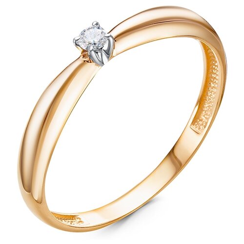 Кольцо Del'ta, золото, 585 проба, бриллиант, размер 18