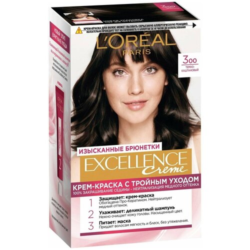 L'Oreal Paris/Крем-краска для волос Loreal Paris Excellence creme 300 Темно-каштановый 1 шт