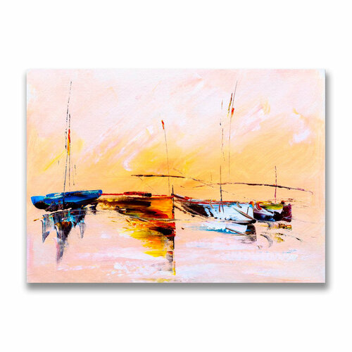 Картина на холсте Лодки на рассвете, 50х70 см