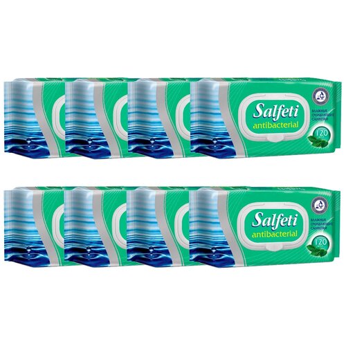 Salfeti antibac №120 влажные салфетки антибактериальные с клапаном (8 уп в наборе)