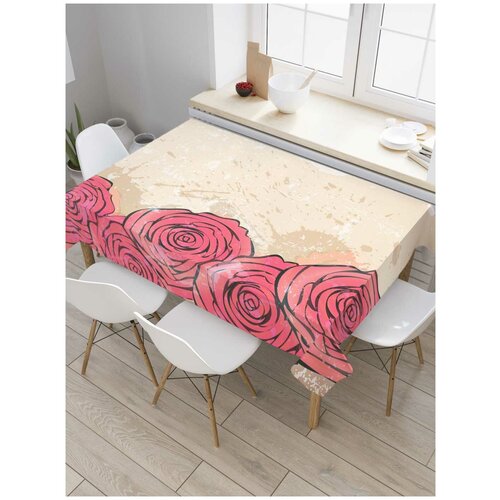Скатерть прямоугольная JoyArty на кухонный стол "Мост из роз" из оксфорда, 180x145 см
