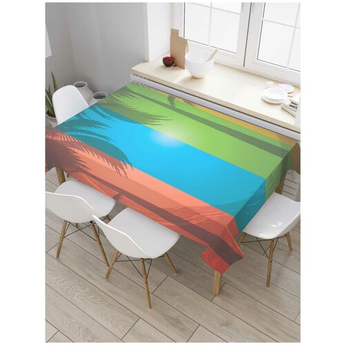 Скатерть прямоугольная JoyArty на кухонный стол "Креатив с пляжем" из оксфорда, 120x145 см