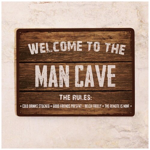 Жестяная табличка Man cave, металл, 20х30 см