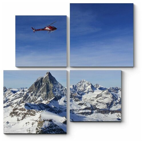 Модульная картина Вертолет над горами70x70