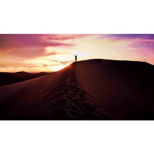 Картина на холсте 60x110 Альянс Лес "Пустыня песок человек" на подрамнике / интерьер/ декор