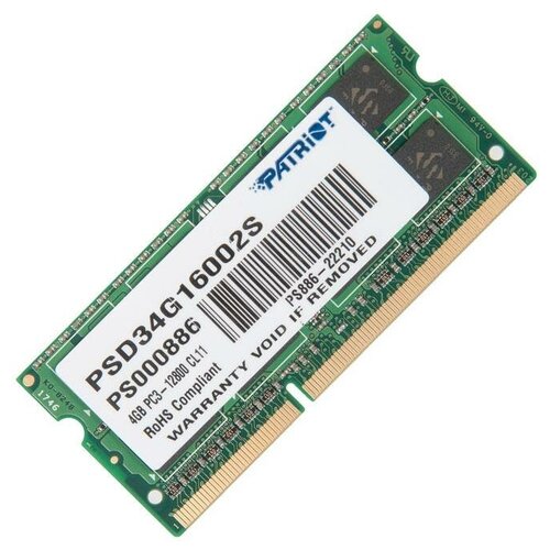 Модуль памяти SO- DIMM DDR-3 PC-12800 4Gb PATRIOT PSD34G16002S