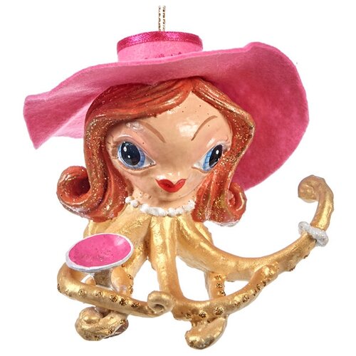 Goodwill Елочная игрушка Осьминог Микейла Фекьер в розовой шляпке 10 см, подвеска B 93560