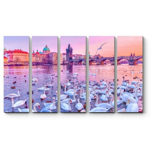 Модульная картина Лебеди на Влтаве, Прага 100x60