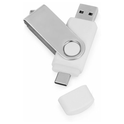 USB/USB Type-C флешка на 16 Гб "Квебек C" с покрытием soft-touch, белая