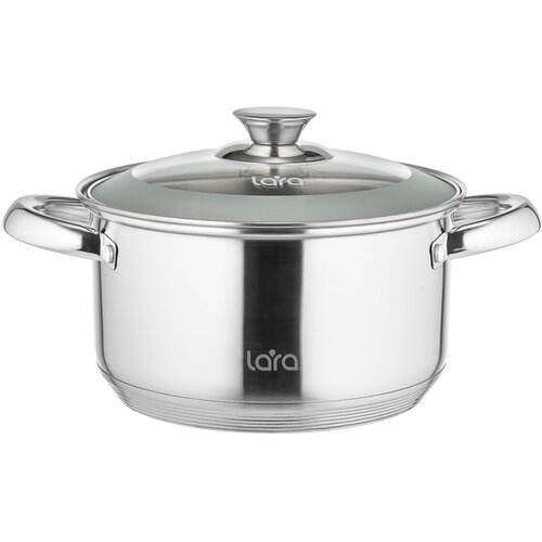 LR02-775 Кастрюля LARA (нерж) чикаго 24x13,5см 5.9л, индукционное дно, все типы плит