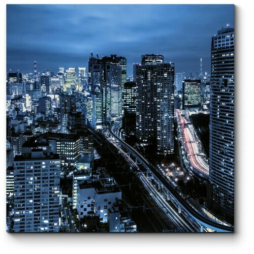 Модульная картина Токийские небоскребы ночью 50x50