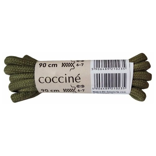 Шнурки хлопковые круглые тонкие Coccine, хаки, 3 мм, 90 см