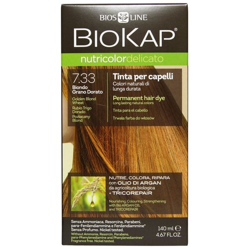 BioKap Nutricolor Delicato стойкая крем-краска для волос, 7.33 блондин золотистый пшеничный, 140 мл
