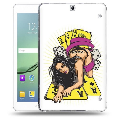 Чехол задняя-панель-накладка-бампер MyPads нарисованная девушка с игровыми картами для Samsung Galaxy Tab S2 9.7 SM-T810/T813/T815/T819 противоударный