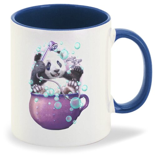 Кружка лазурный CoolPodarok Панда в кружке с душем пузыри