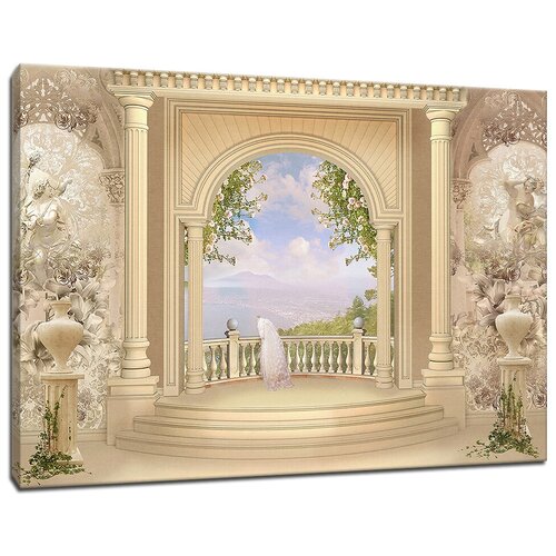Картина Уютная стена "Прекрасный балкон с павлином" 90х60 см