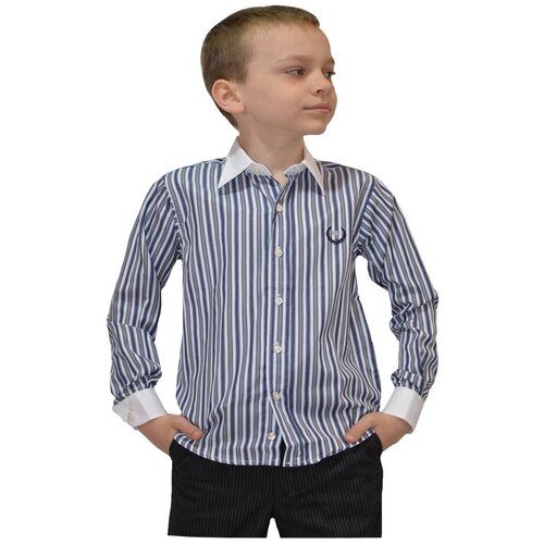 Школьная рубашка TUGI, размер 134, синий, серый