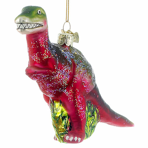 Kurts Adler Стеклянная елочная игрушка Динозавр Стендаль: Mesozoico 11 см, подвеска NB1052