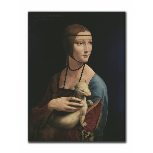 Картина для интерьера на холсте, Леонардо да Винчи «Дама с горностаем» 80х107, холст без подрамника