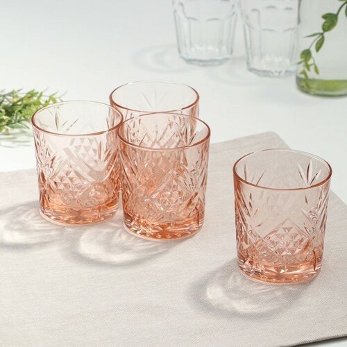Luminarc Набор низких стеклянных стаканов «Зальцбург», 300 мл, 4 шт, цвет розовый