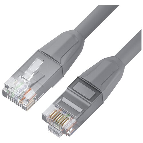 GCR Патч-корд прямой 5.0m LSZH UTP кат.6, серый, 24 AWG, литой без фиксатора, ethernet high speed, RJ45, T568B