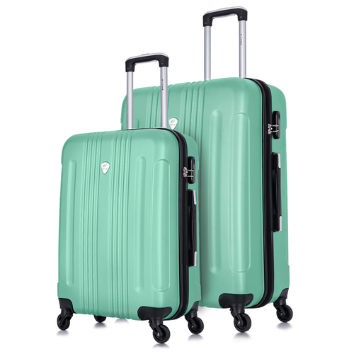 Комплект чемоданов L'case Bangkok, 2 шт., 104 л, размер M/L, зеленый