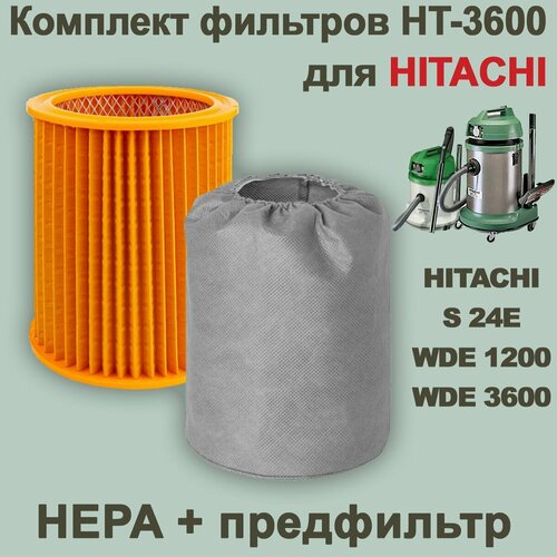 HEPA-фильтр и фильтр предварительной очистки для пылесоса HITACHI WDE1200, WDE3600, S 24E