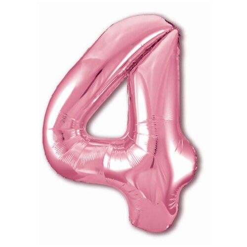 Шар фольгированный 40" LETI "Цифра 4", цвет фламинго, Slim