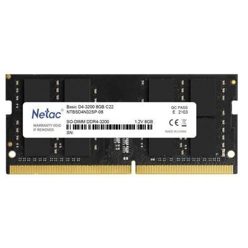 Оперативная память Netac 8 ГБ DDR4 3200 МГц SODIMM CL22 NTBSD4N32SP-08