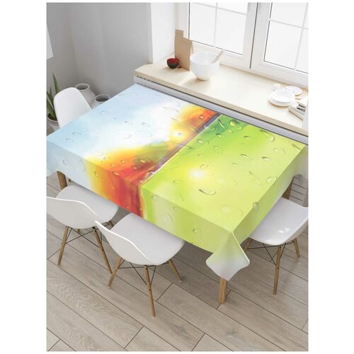 Скатерть прямоугольная JoyArty на кухонный стол "Капли дождя" из оксфорда, 120x145 см