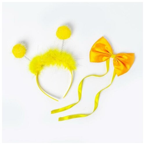 Карнавальный набор "Помпушки" 2 предмета: ободок, бабочка, цвет желтый 1393653