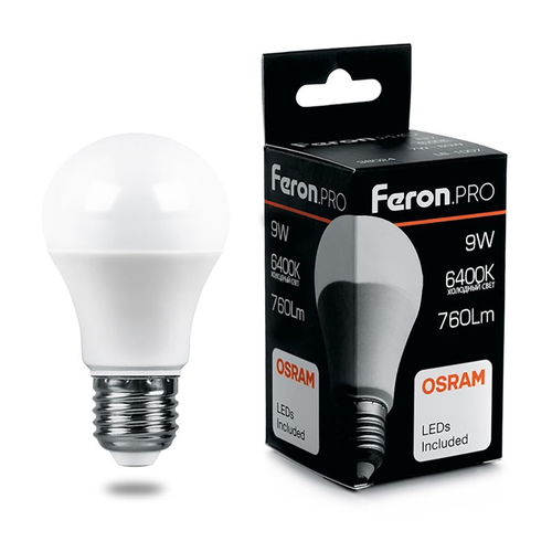 Лампа светодиодная LED 9вт Е27 дневной Feron.PRO | код 38028 | FERON (6шт. в упак.)