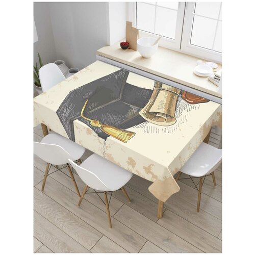 Скатерть прямоугольная JoyArty на кухонный стол "Конфедератка и диплом" из оксфорда, 120x145 см